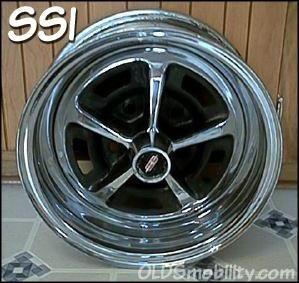 15X7 chrome rally wheels Olds Cutlass 442 Buick GS - ClassicOldsmobile.com
