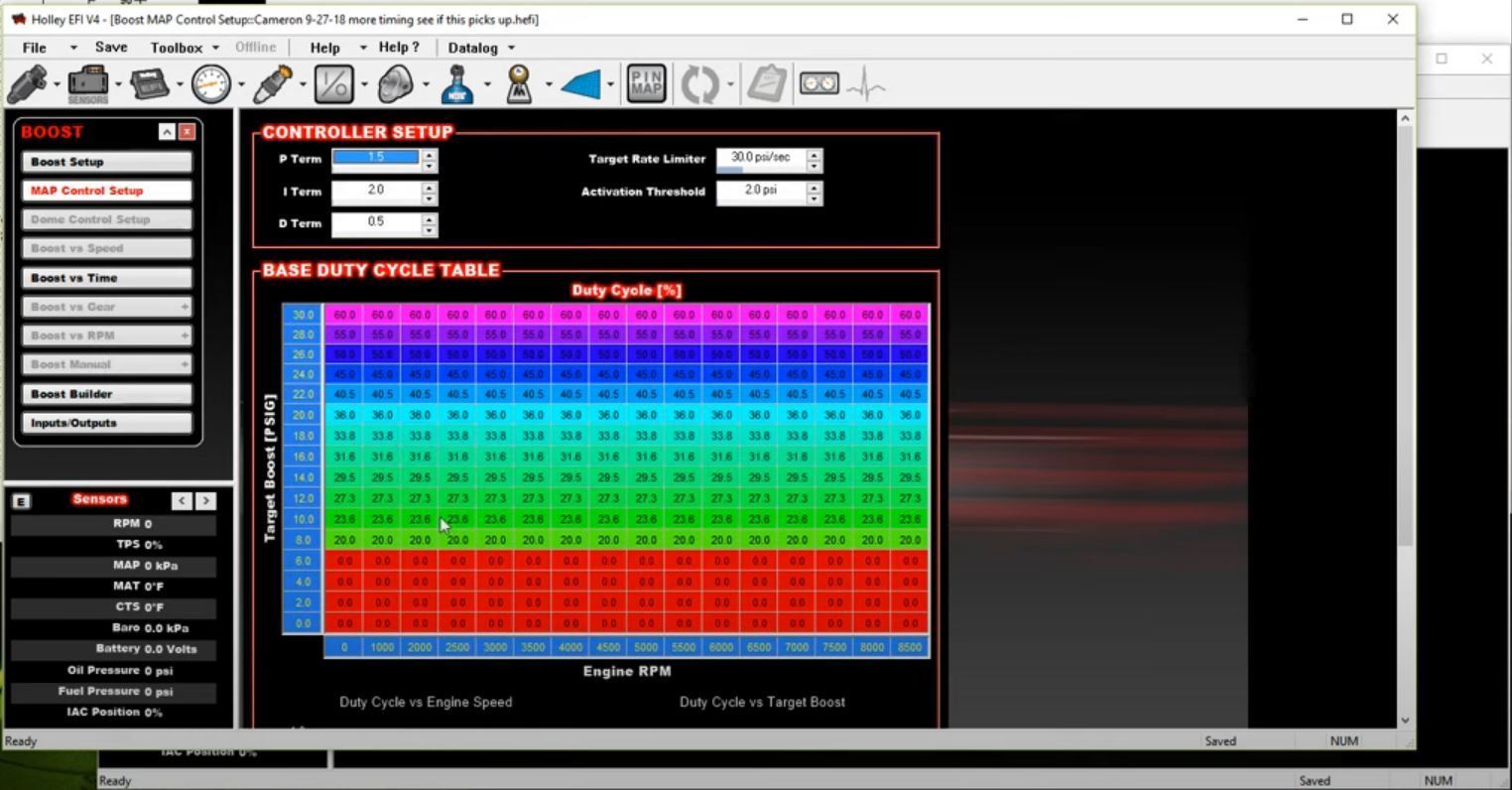 Holley HP Closed Loop Boost Controller Base Duty Cycle Table Help ...