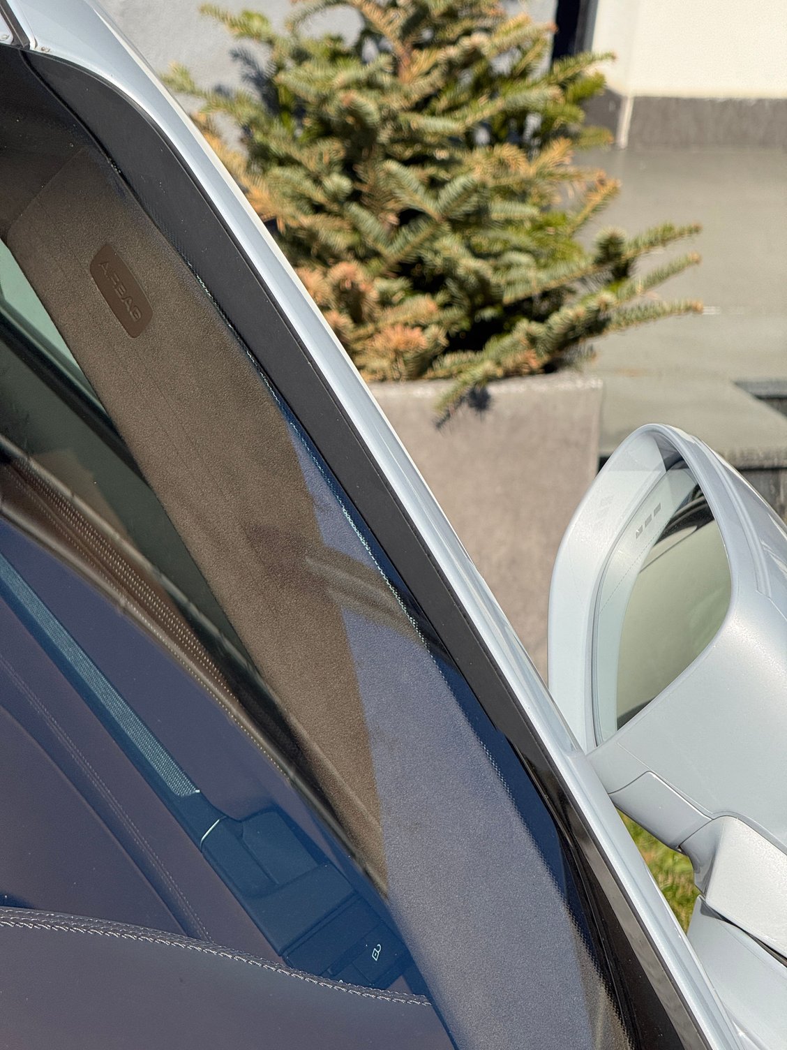 Windshield replaced - paint color visible from outside pillar A ...