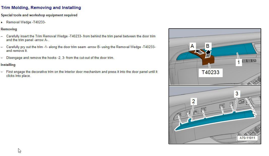 Driver door armrest removal/reinstall. - AudiWorld Forums
