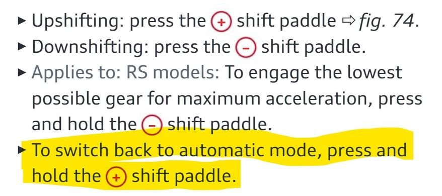 Neutral via Paddles - AudiWorld Forums