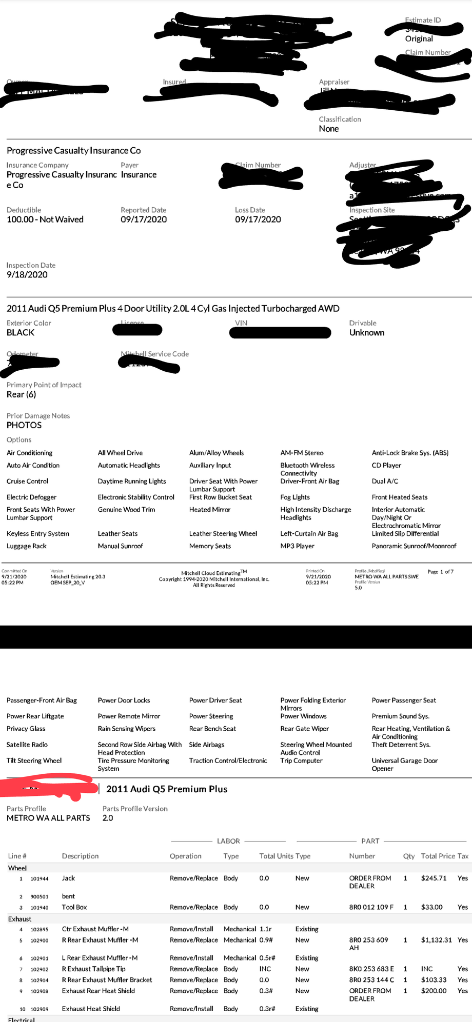My friend rear ended a Q5, need input on invoice billed. - AudiWorld Forums