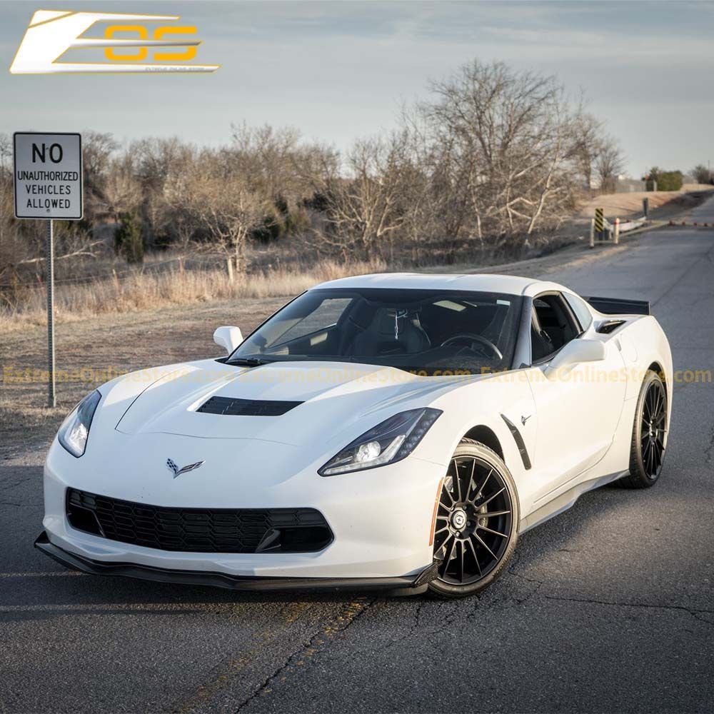 2014-19 Corvette C7 Stage 2 Carbon Flash Front Splitter Lip W/ Side ...