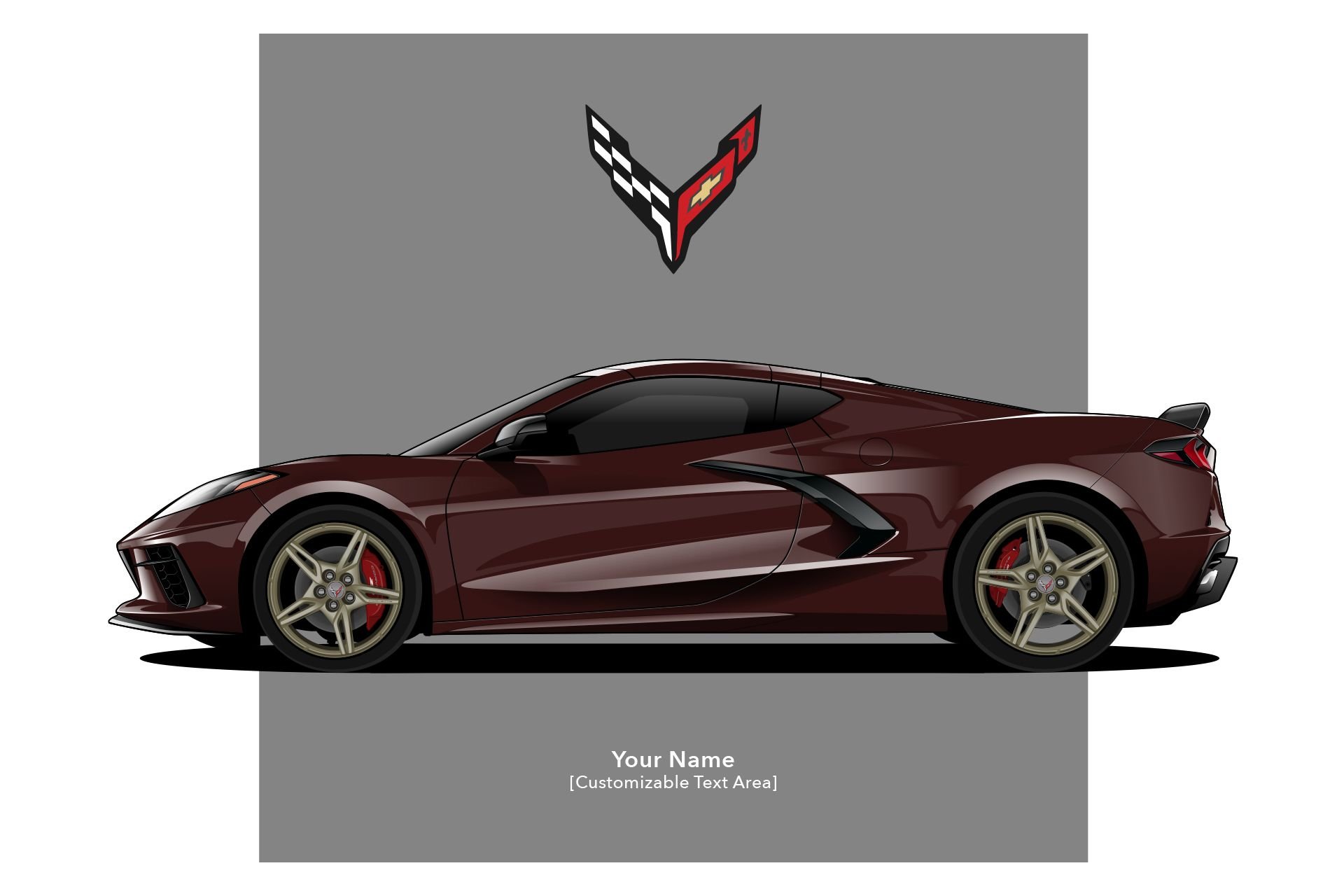 Personalized Illustration of YOUR C8! Artwork inside (Monaco Auto ...