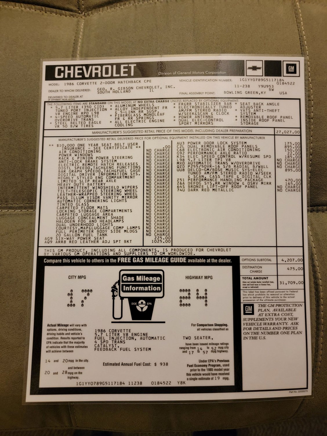 Window sticker and build sheet? - Page 2 - CorvetteForum - Chevrolet ...