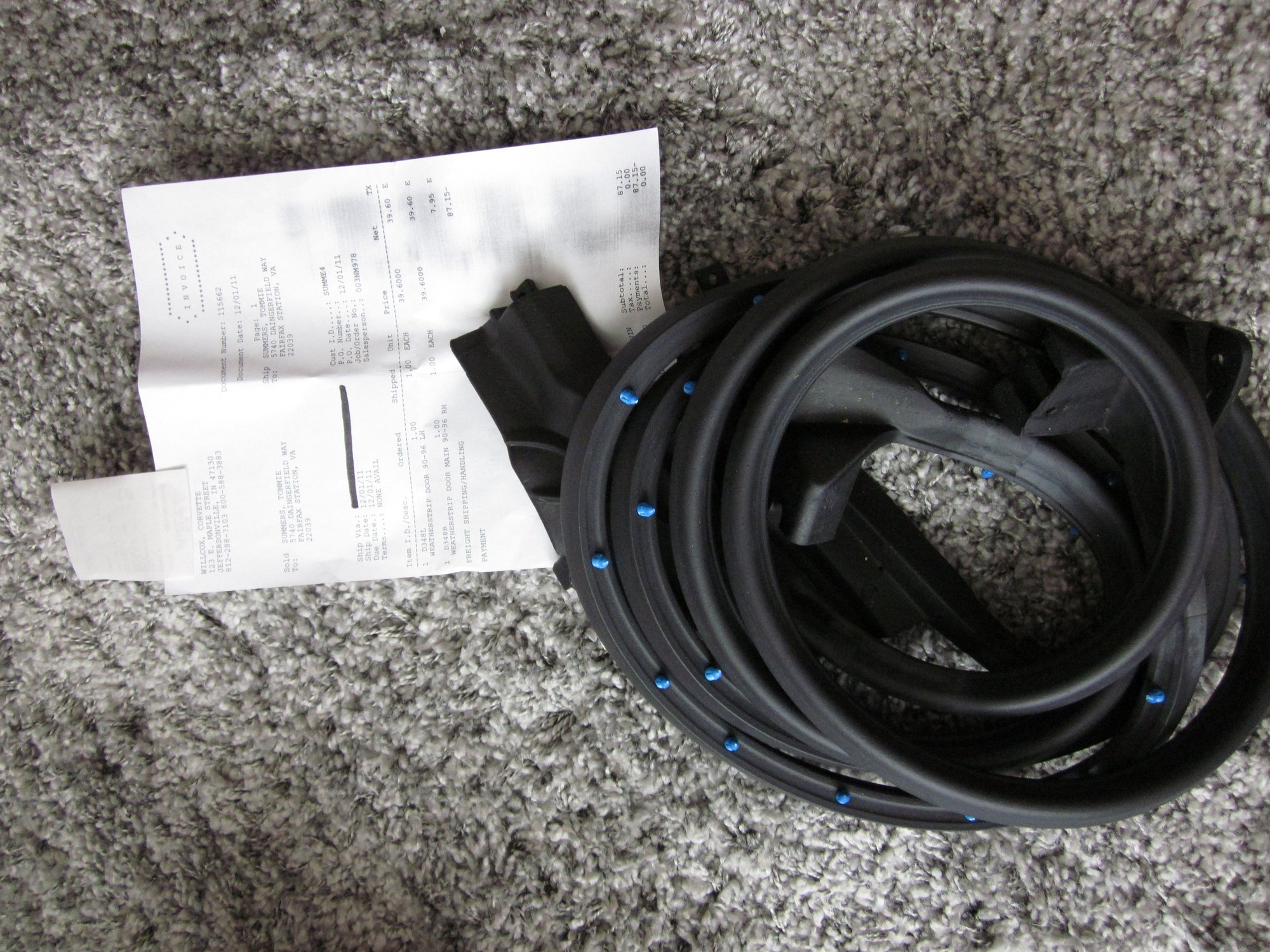 FS (For Sale) SOLD!! Willcox Corvette 90-96 Weatherstrip - Pair RH and ...