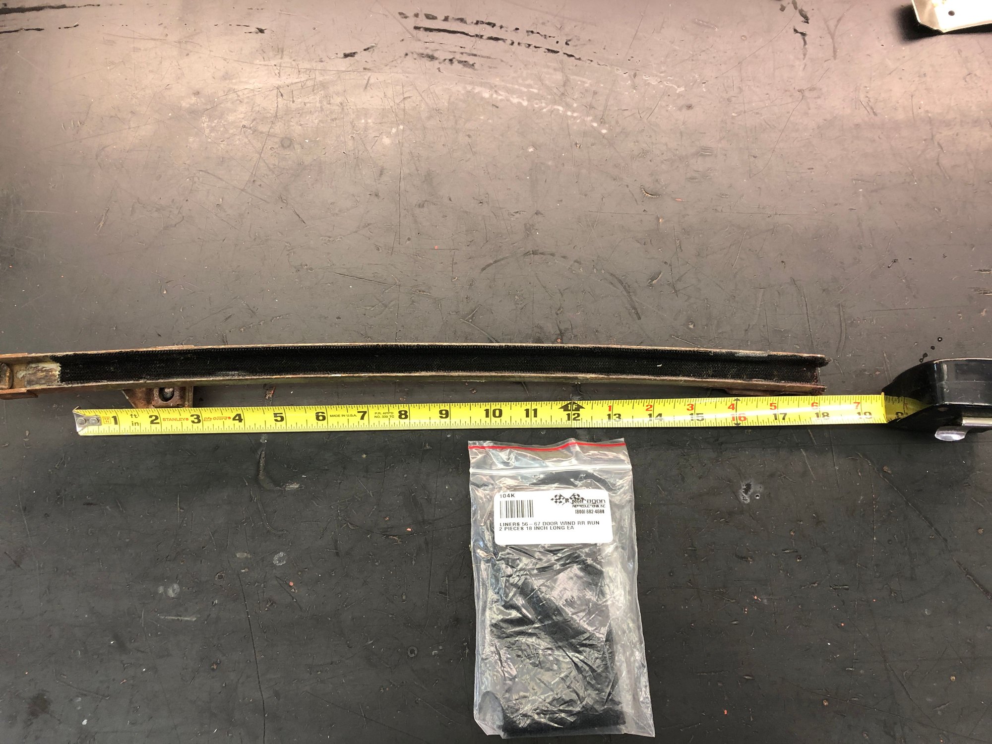 C2 65 Roadster - Door Window Rear Channel Liner - Length ...