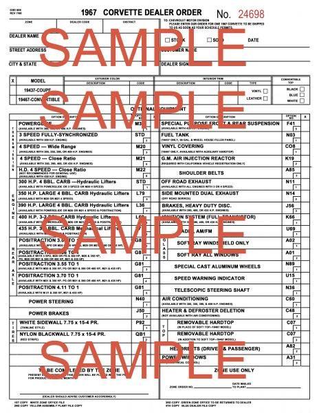 1967 Corvette Dealer Order Form? - CorvetteForum - Chevrolet Corvette ...