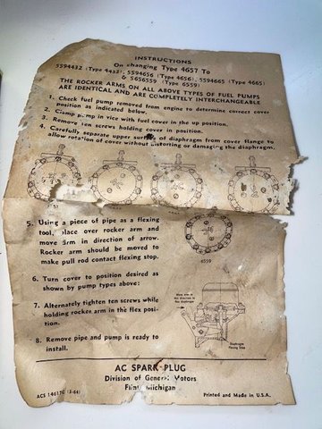 NOS AC Delco 4657 Fuel pump-What engine is this correct for ...