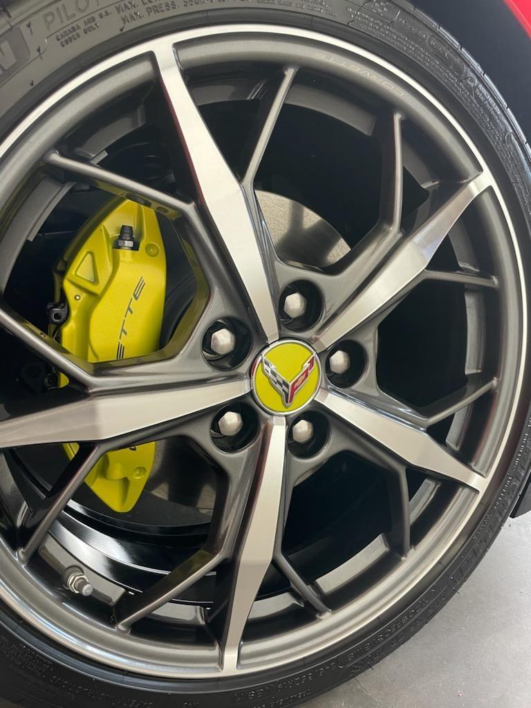 Center caps painted to match OEM yellow calipers - perfect match ...