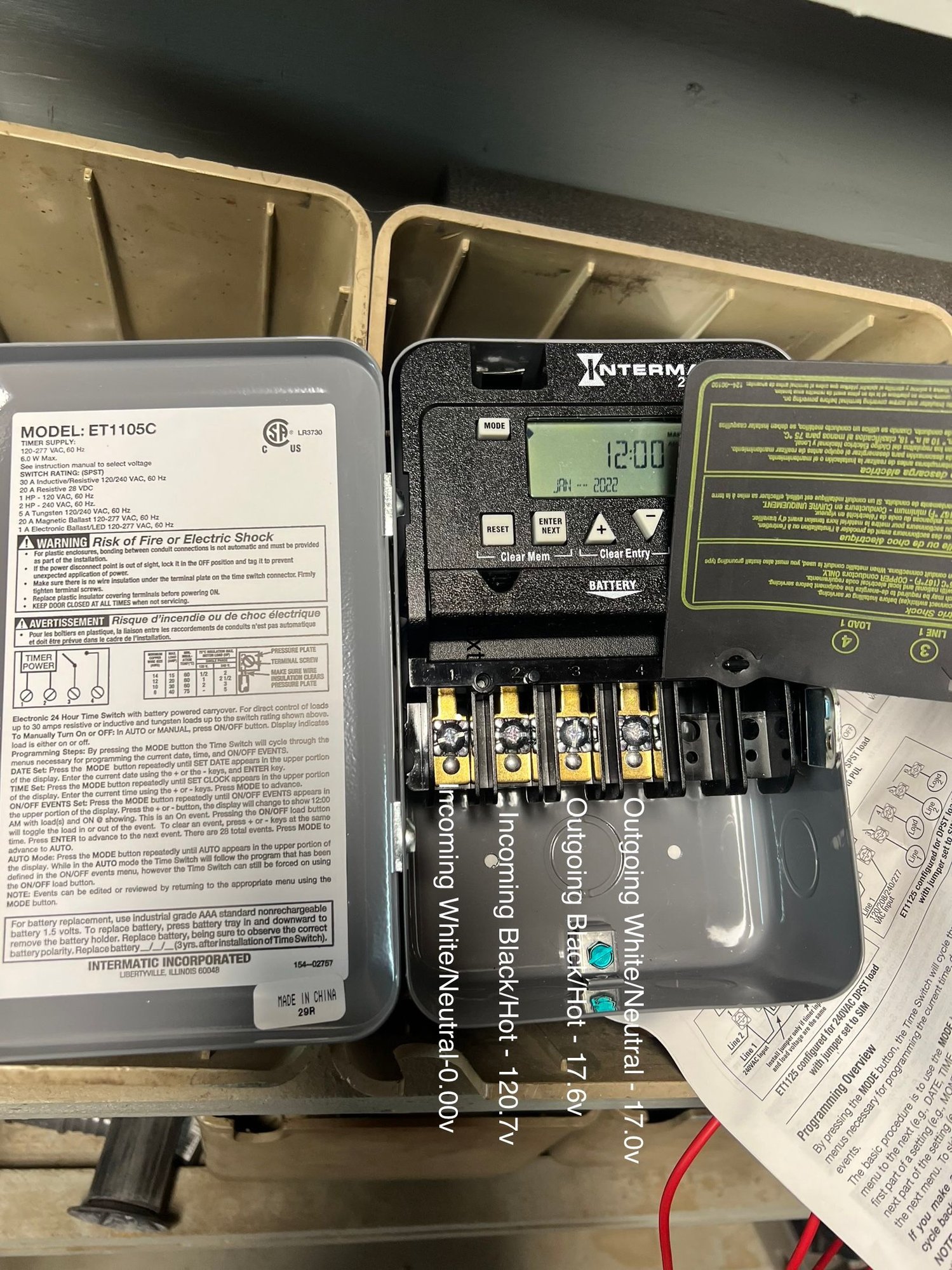 240v Outdoor Lights - converting from mechanical timer to digital timer - DoItYourself.com ...