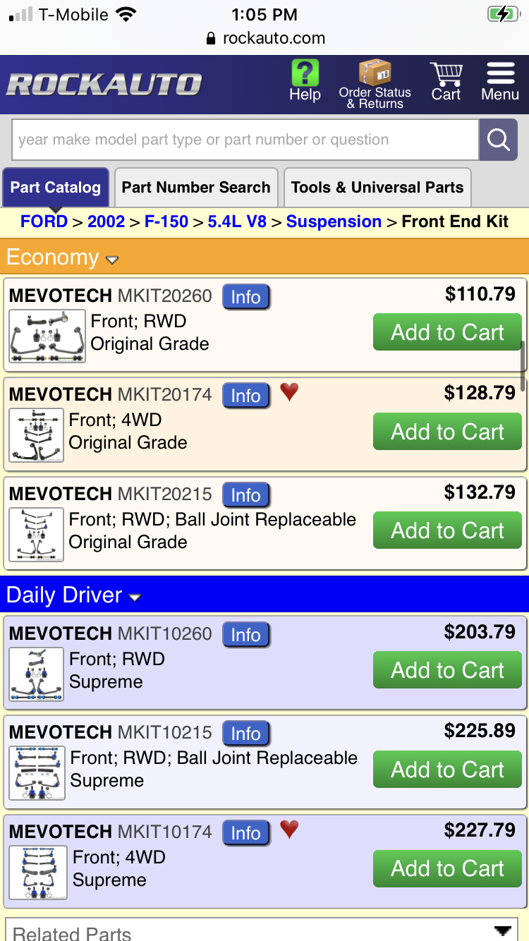 Regular Mevotech vs Mevotech Supreme suspension parts? - Ford F150 ...