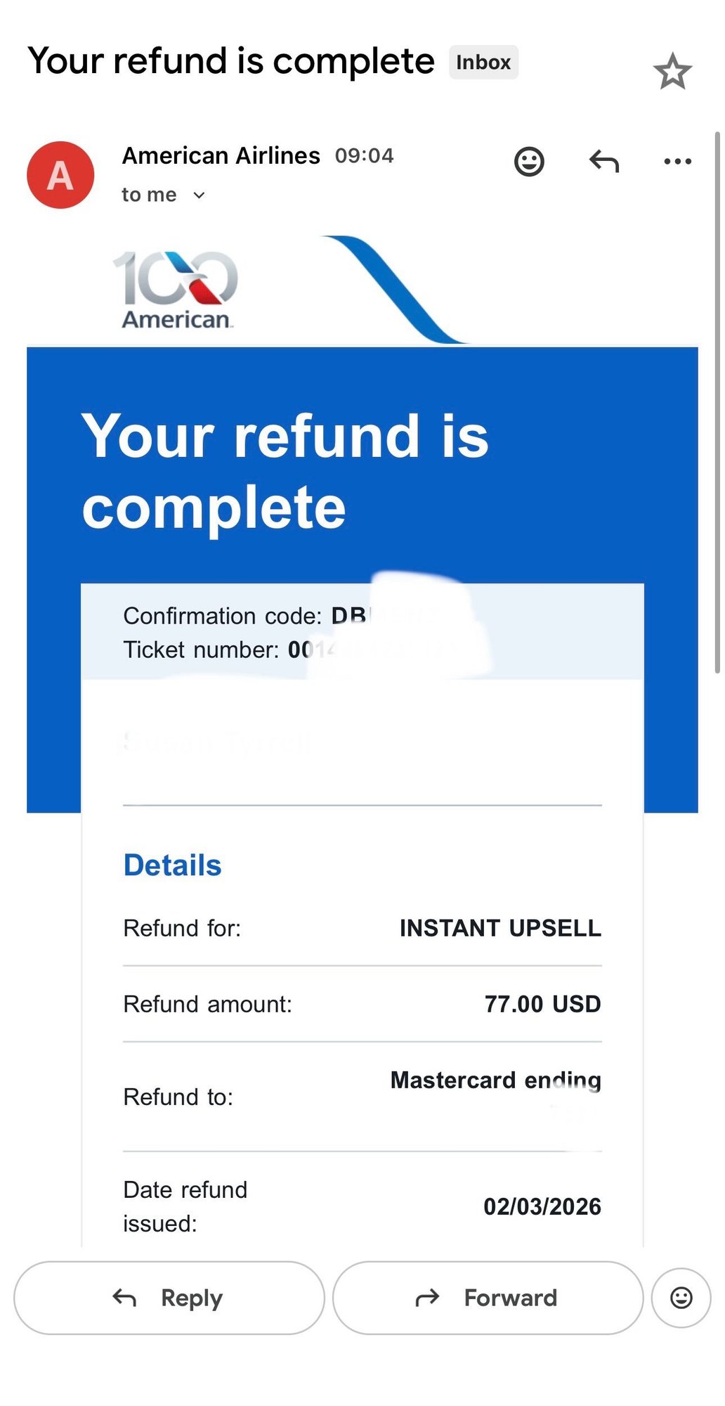Instant Upgrade refund if ticket and upgrade paid with different cards ...