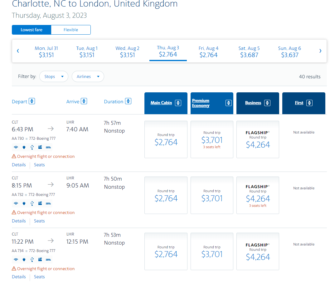 BA flight operated by AA not showing premium economy for purchase or ...