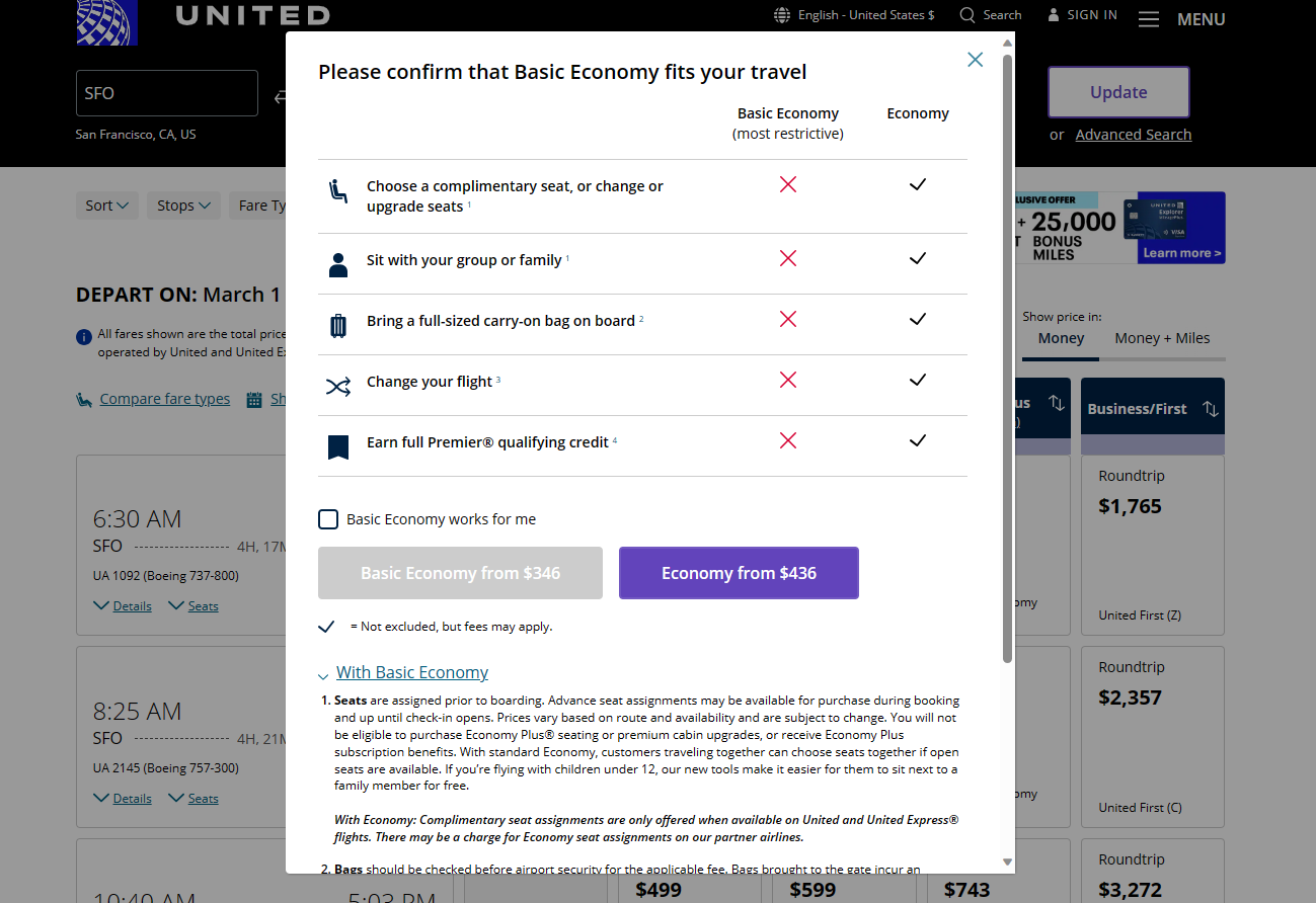 UA Inconsistent Messaging re Basic Econ - full-size carry on ...