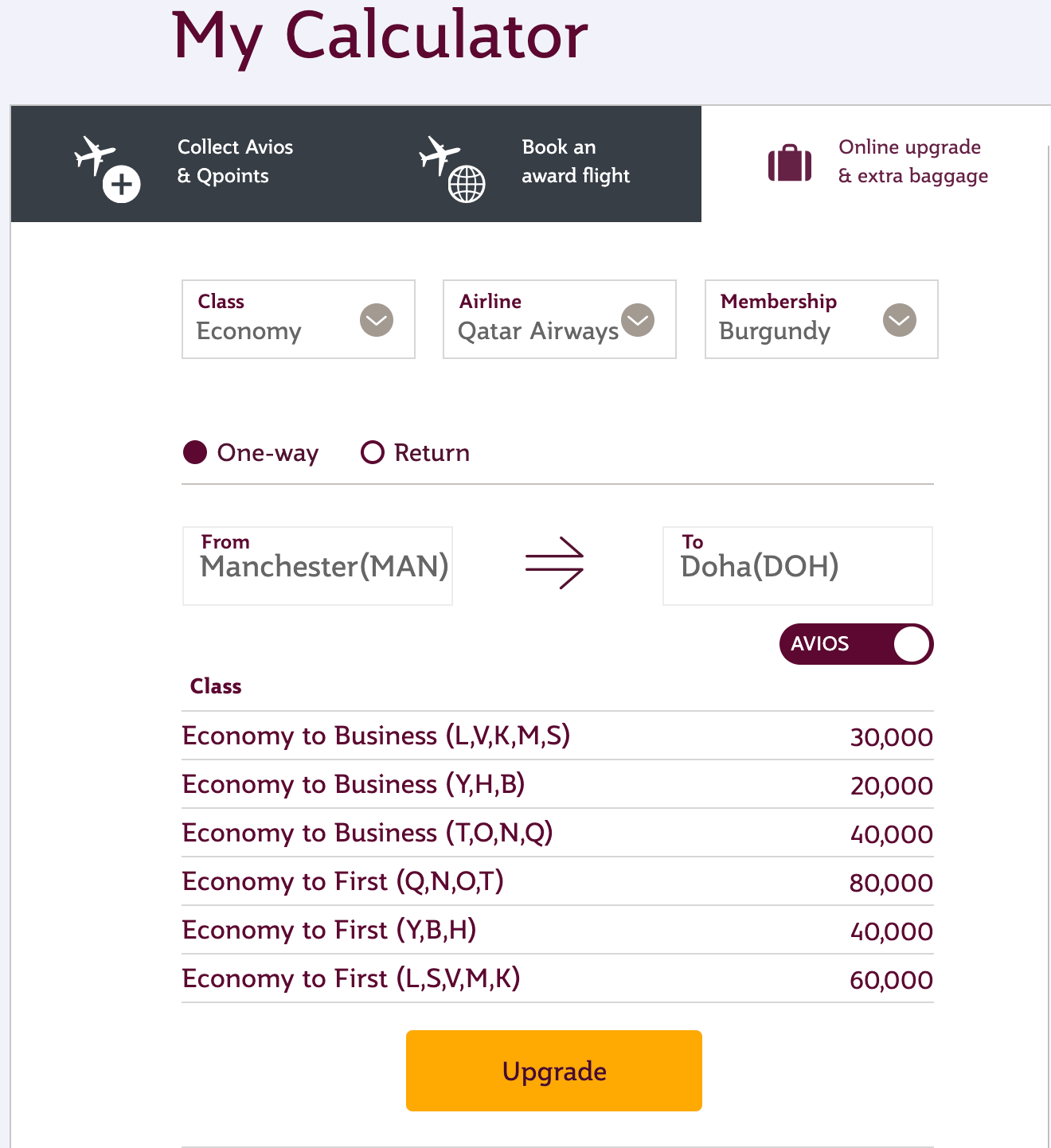 Average upgrade costs with Avios - FlyerTalk Forums