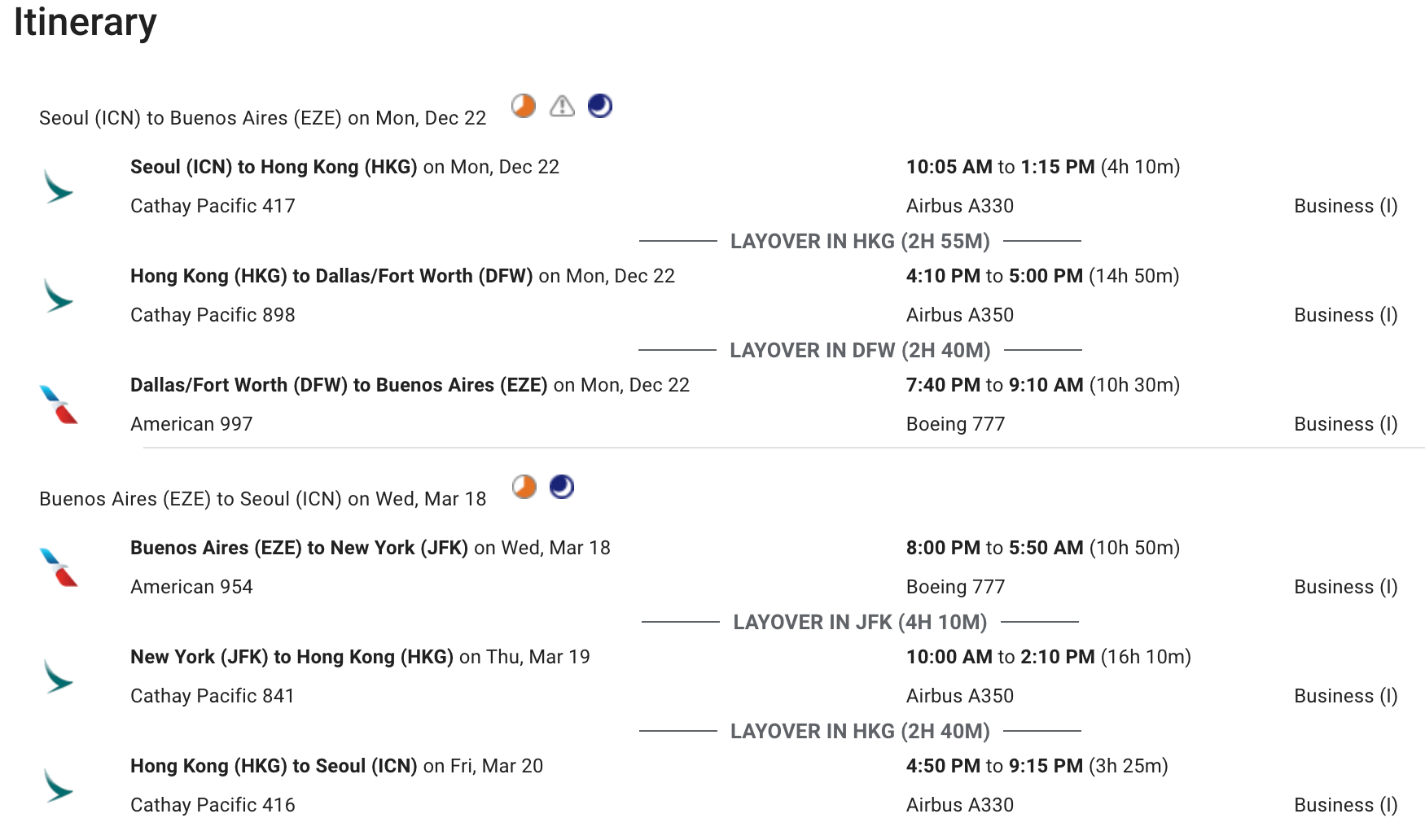 [PREM FARE GONE] CX: ICN-EZE biz, RTW possible - FlyerTalk Forums