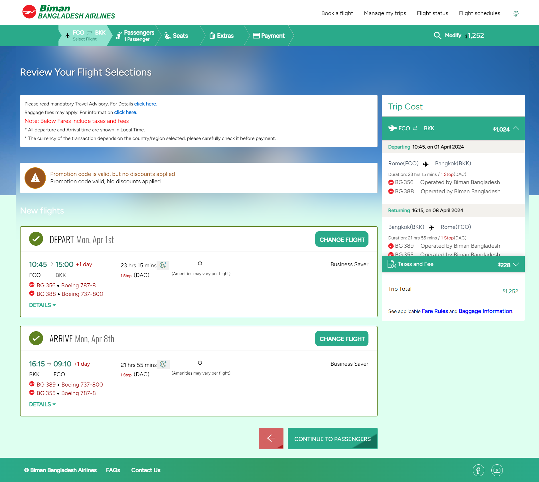 BG - FCO-BKK - 1170 EUR / $1259 USD r/t - Business - FlyerTalk Forums