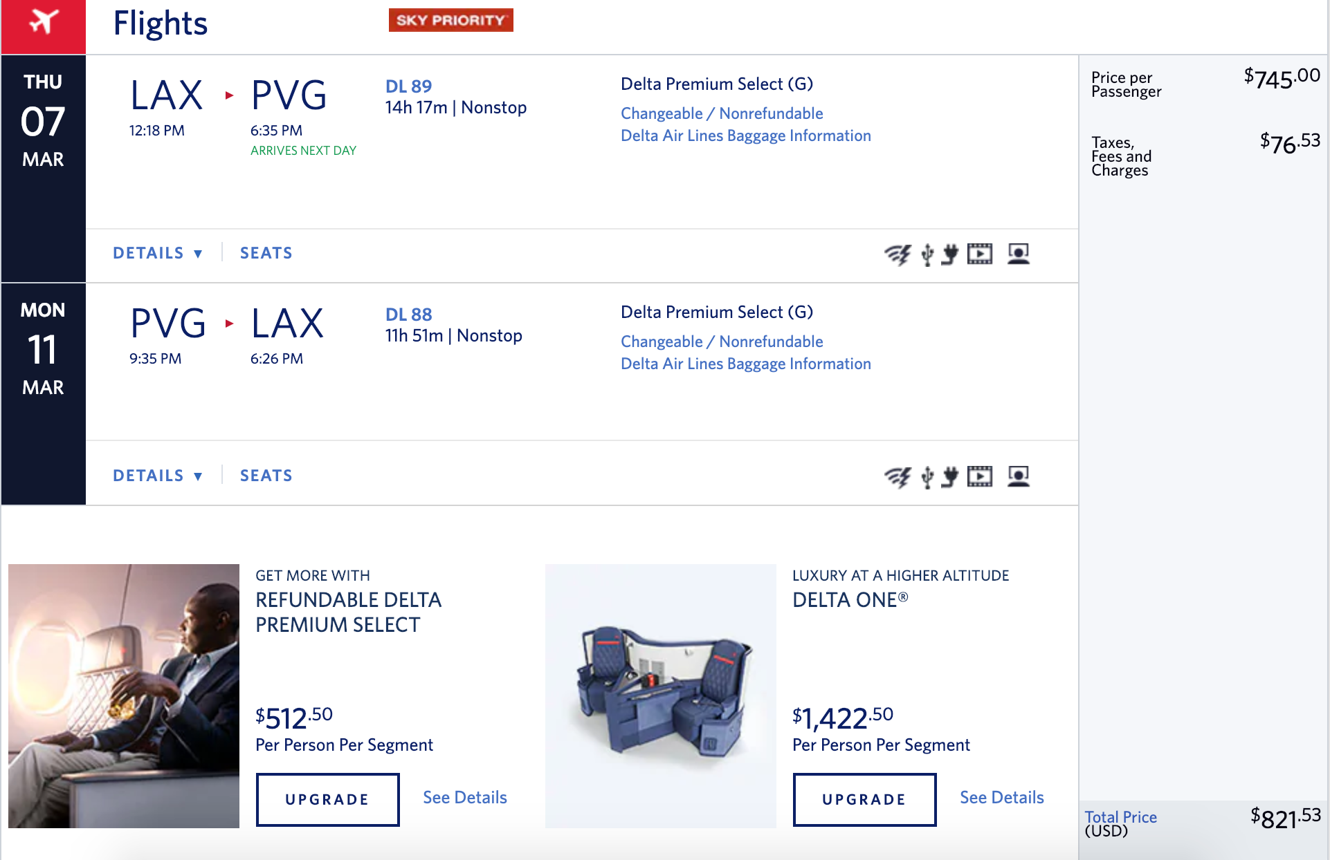 DL: LAX-PVG $822 Premium Select - FlyerTalk Forums