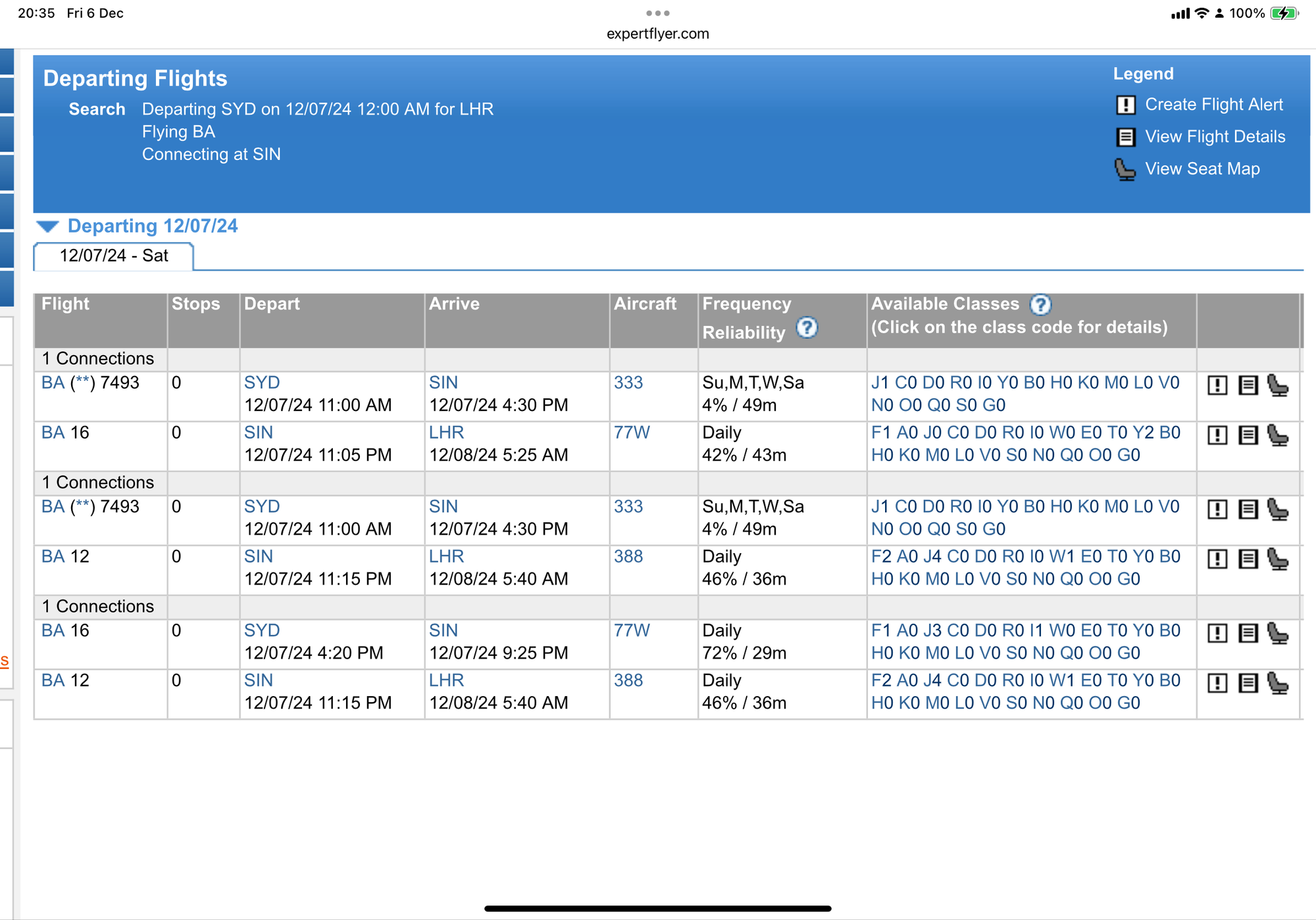 Help to check BA seat availability and BA flight loads | 2024/25 ...