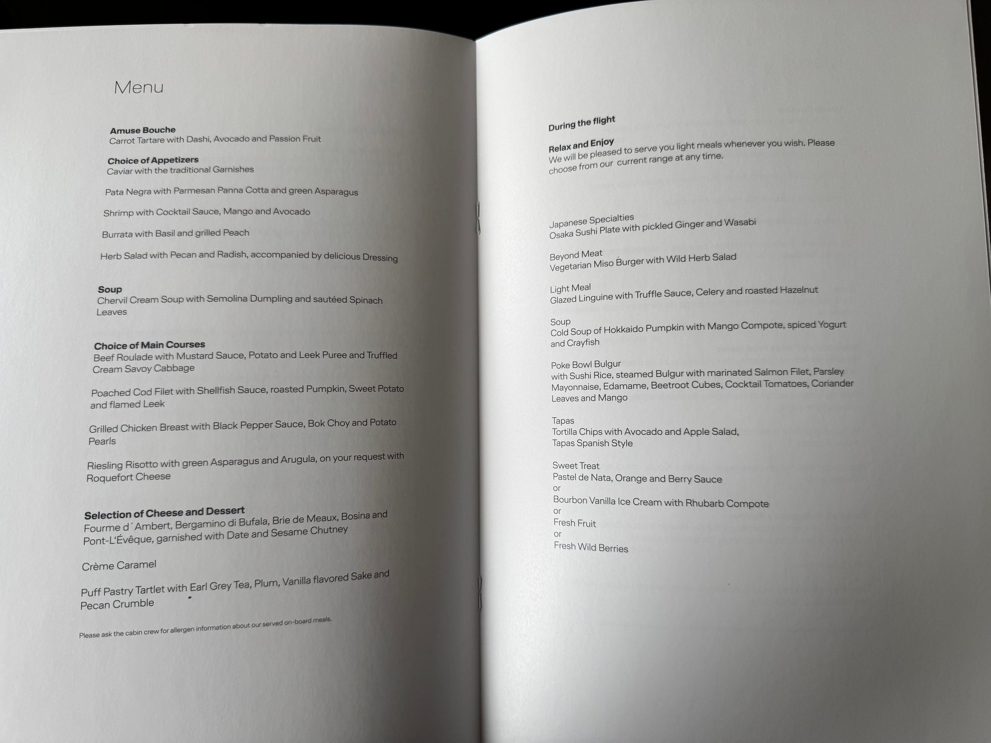 The Lufthansa Longhaul Menu Thread (business class / first class ...