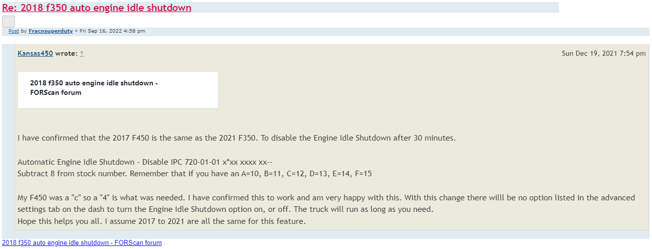 2023 7.3 engine idle shutdown timer - Ford Truck Enthusiasts Forums