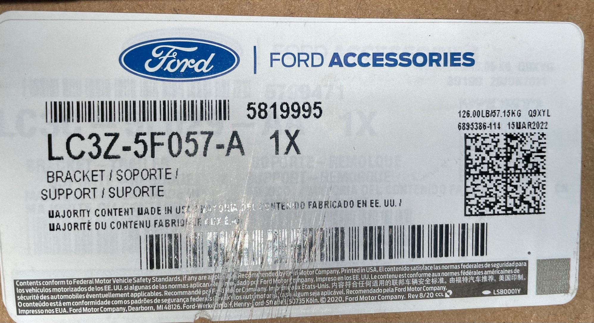 Ford LC3Z-5F057-A SUPER DUTY 2017-2022 5TH WHEEL GOOSENECK HITCH PREP ...