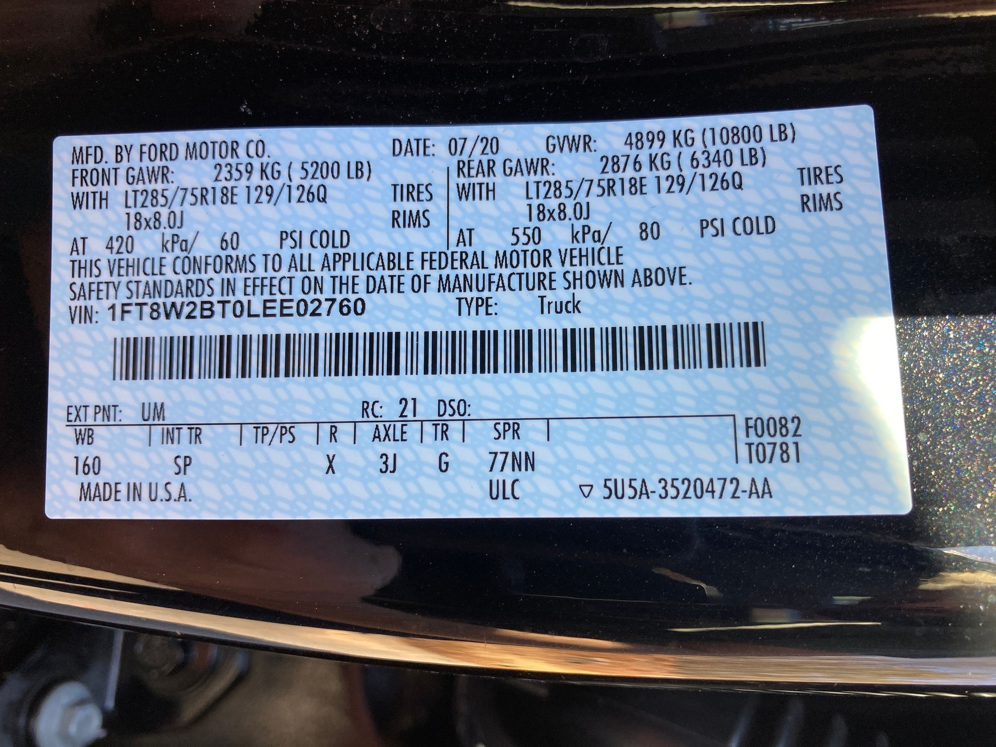 2020+ F250 with 10,800 gvrw PAYLOAD STICKERS! - Ford Truck Enthusiasts ...