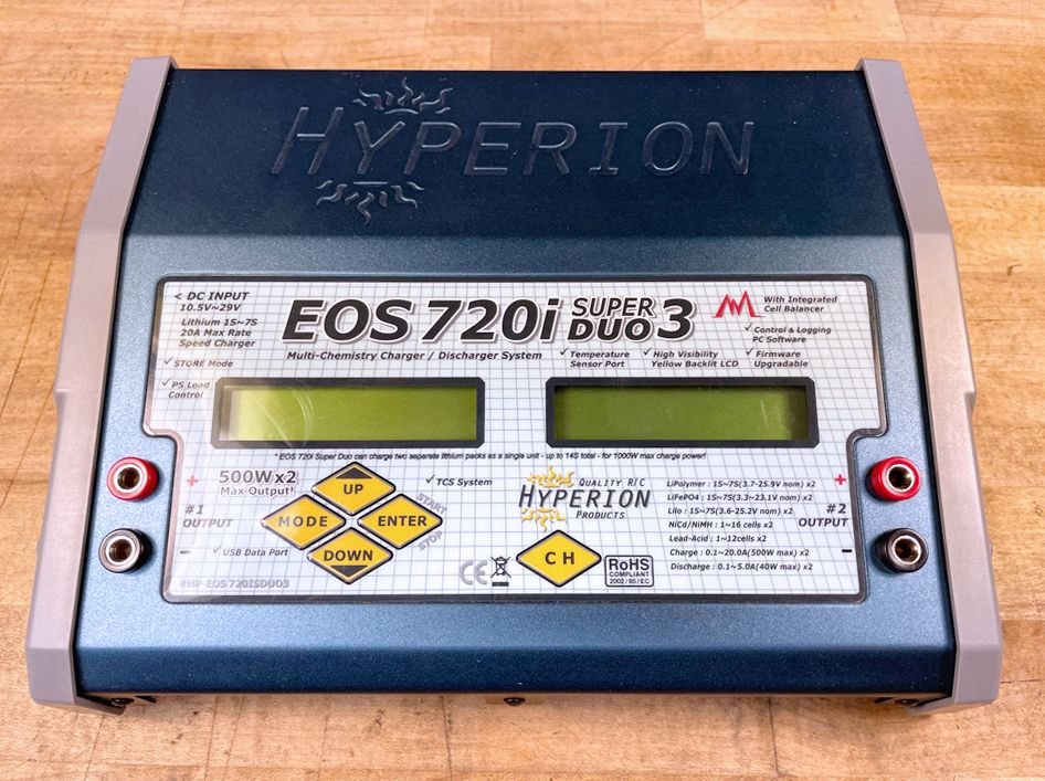 Hyperion EOS 720i Super Duo 3 Duel Port DC Charger w/ MaxAmps 575 Watt Power Supply - R/C Tech ...
