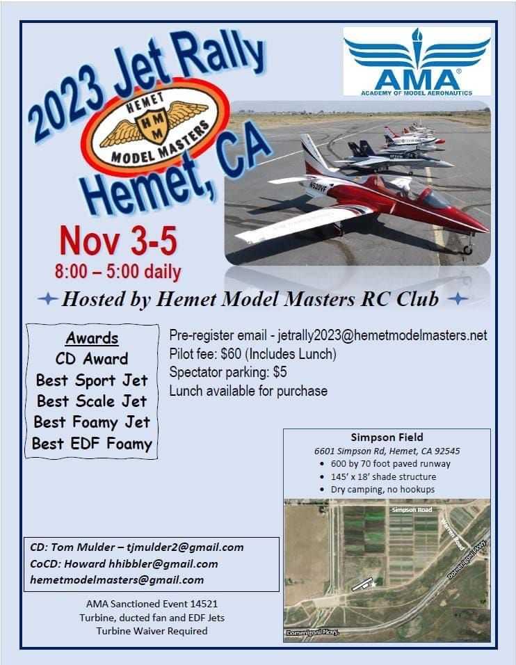 Hemet Jet Rally Nov 3,4 - RCU Forums